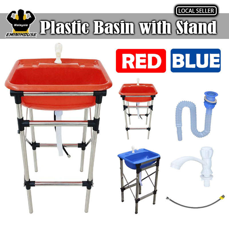 🇲🇾 IN STOCK💯Plastic Basin with Foldable Stand / Sinki Plastik Rack ...