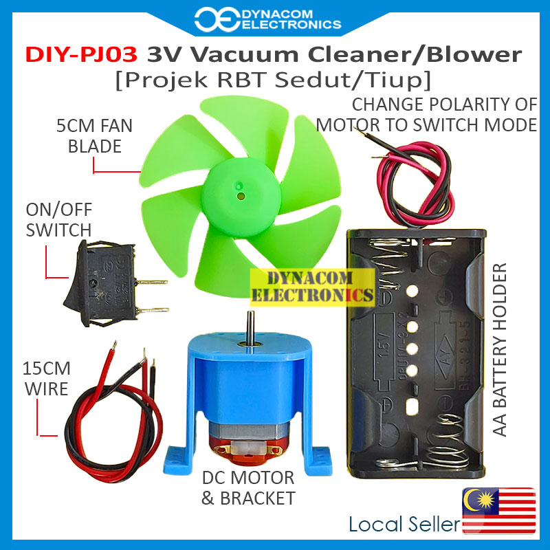 DIY-PJ03 3V Vacuum Cleaner/Blower [Projek RBT Penyedut /Tiup Sampah ...