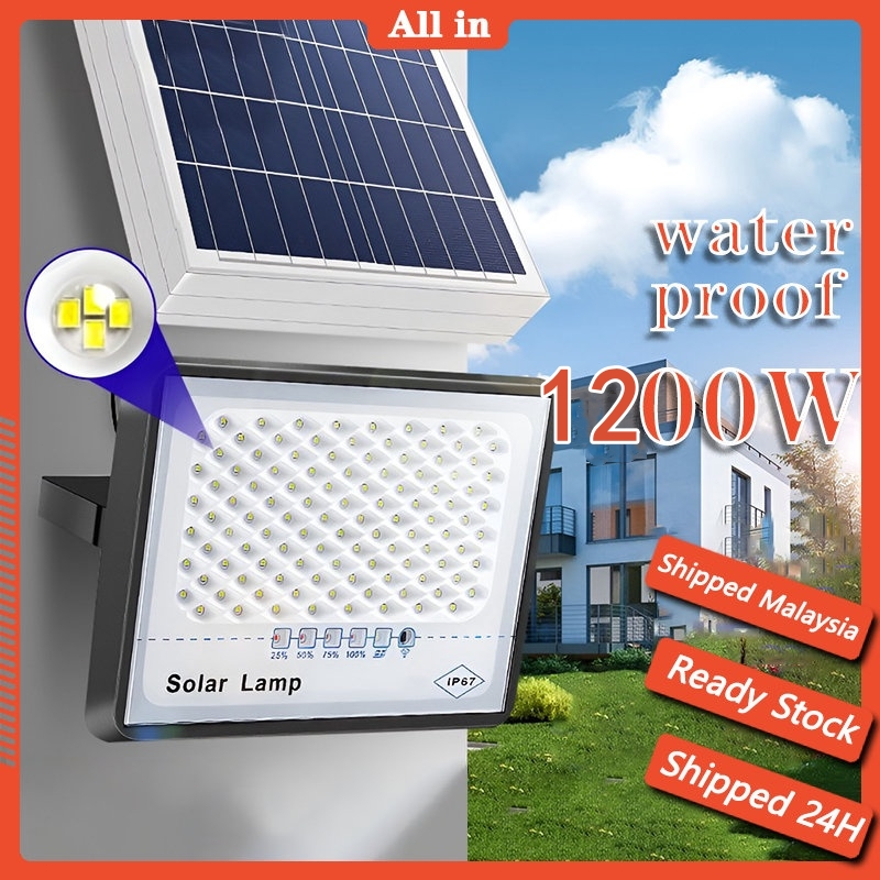 🍃5-year warranty🍃1200W Lampu Solar light Outdoor lighting Nano LED IP67 ...