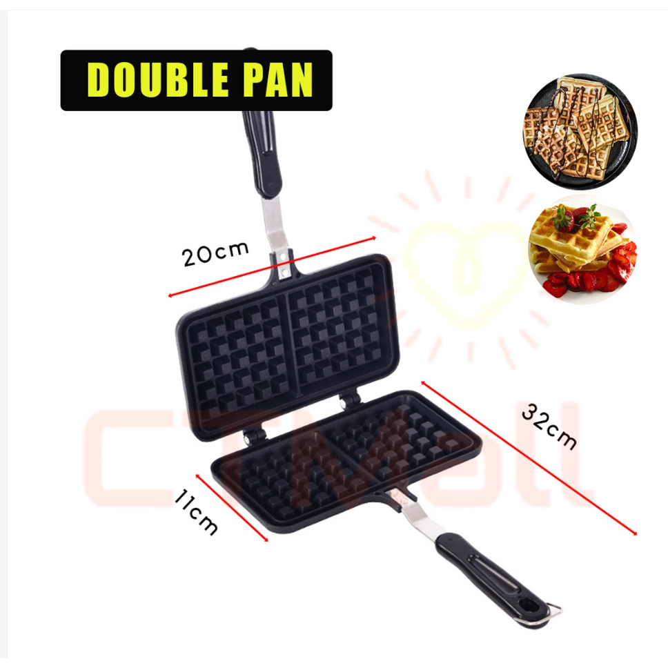 Camping Waffle Maker Pan Waffer Pan Gas Double Outdoor Pancake Pan Non ...