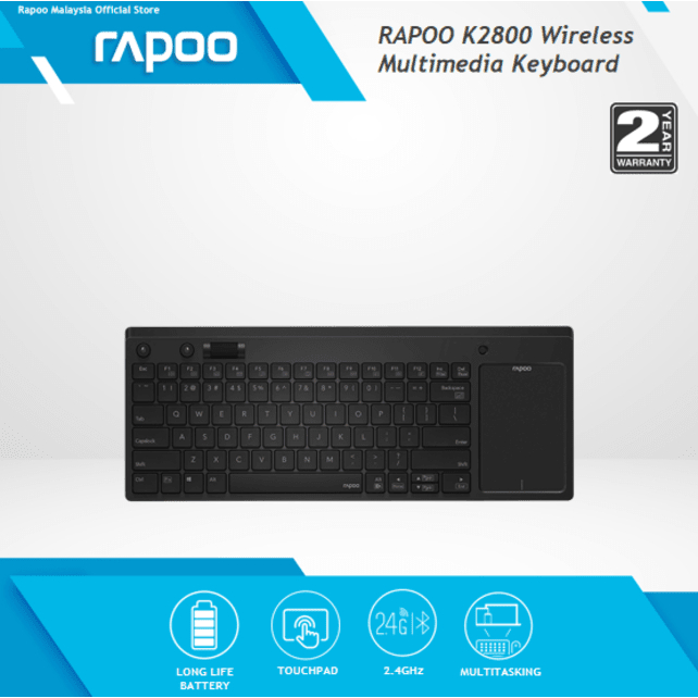 Rapoo K2800 Wireless USB Touch Keyboard 2.4GWireless Transmission Independent Mouse Buttons - 3 ...