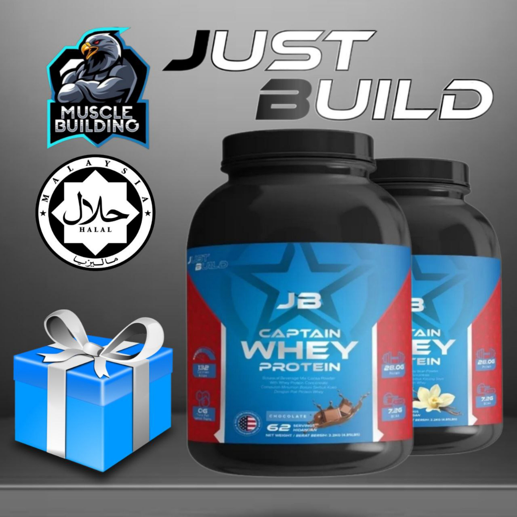 Captain Whey Protein 5lbs - 28g Protein JustBuild For Building Lean Muscles, + free gift 🎁 ...