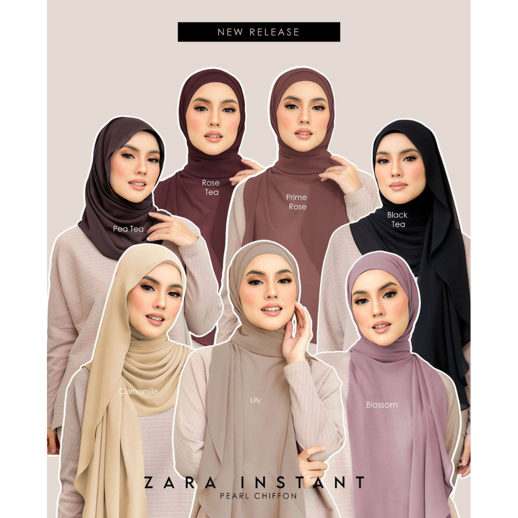 TUDUNG RUFFLE: Zara Instant Pearl Chiffon Shawl (FREE BROOCH) | Shopee ...