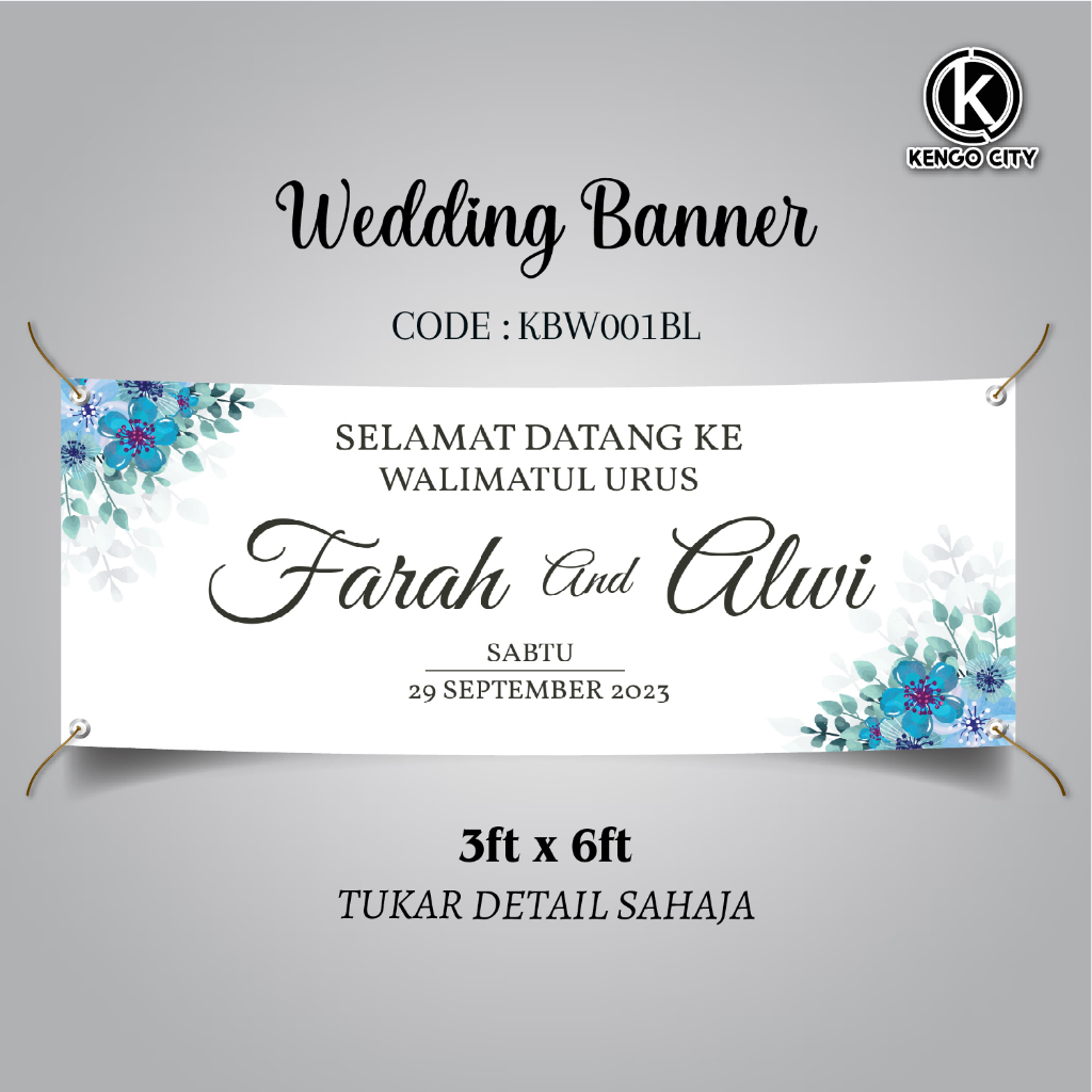 Banner kahwin - Wedding Banner - Murah - Majlis Perkahwinan - Majlis Pertunangan - Biru - Blue ...