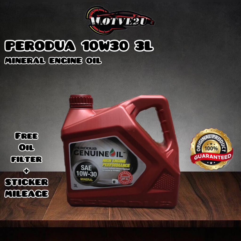 PERODUA 10W30 3LITER ENGINE OIL MINERAL + OIL FILTER 15601-00R01 ...