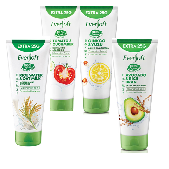 Eversoft Oat Milk Rice Water/ Yuzu/Avocado/Tomato Cleanser (195g ...