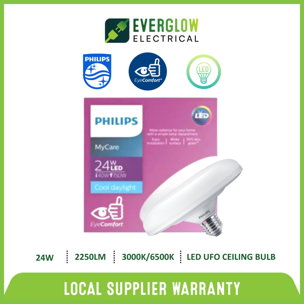 PHILIPS 24W 220-240V E27 EYE COMFORT LED UFO CEILING BULB [3000K/6500K ...