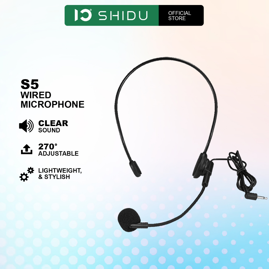 SHIDU S5 Wired Headset Microphone | 270 Degree Adjustable Mic for Voice ...