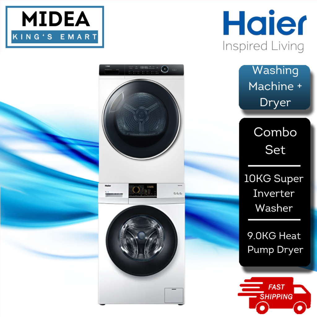 [COMBO SET] Haier Inverter Front Load (10KG) HWM100-FD10829 & Heat Pump ...