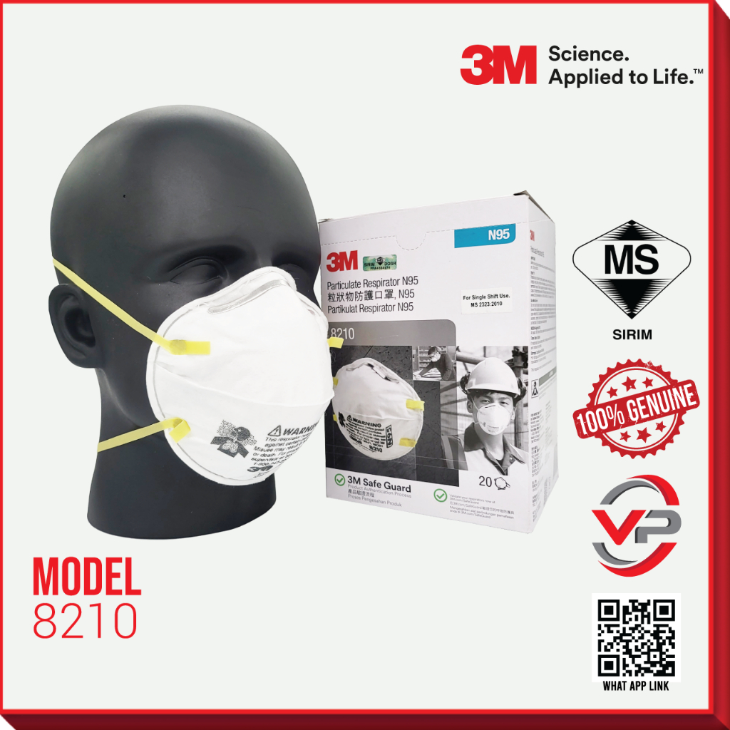3M™ Particulate Respirator 8210 N95 Disposable Dust Mask | Shopee Malaysia
