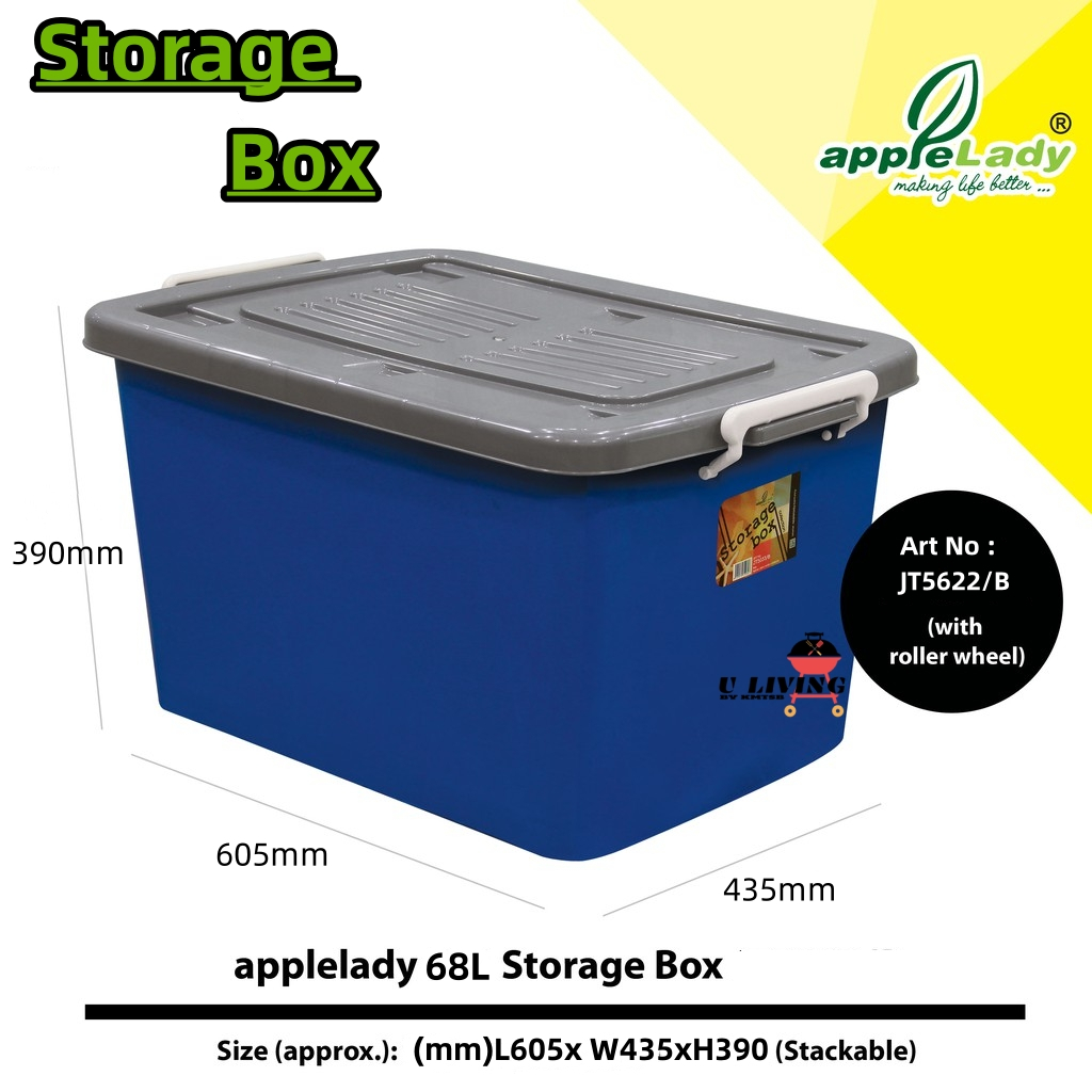 《3PCS/Set》AppleLady JT5622/B 68Litre Storage Box With Wheel / JT5622/B ...