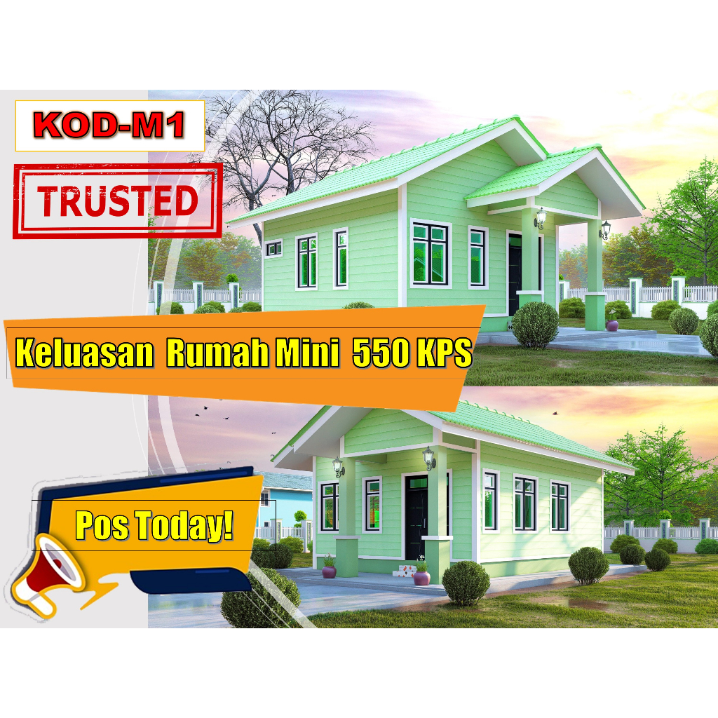 PELAN RUMAH MINI TERKINI -KOD-M1 (ORGINAL) (555 KPS-30',3" X 20') 2 BED ...