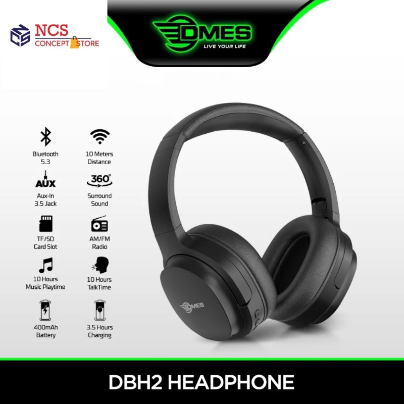 DMES DBH2 Wireless Headset Bluetooth 5.3 Sport Gaming Headphone with 360 Surround Sound - 2 ...
