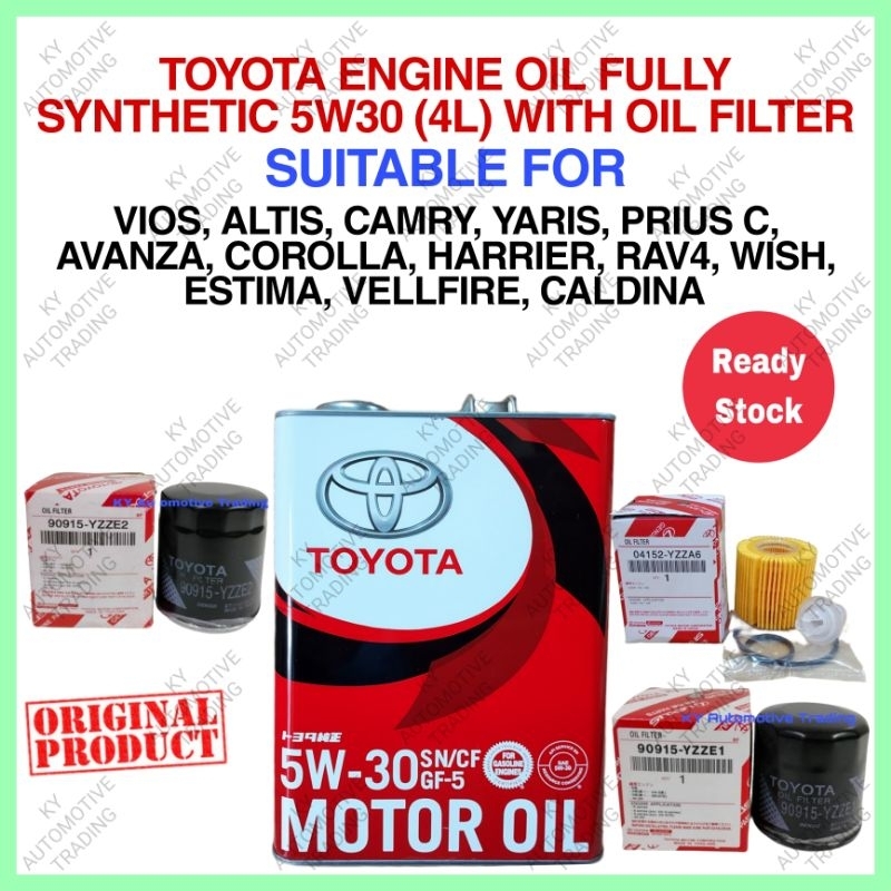 TOYOTA SN 5W30 FULLY SYNTHETIC ENGINE OIL 4 LITER MINYAK HITAM ENJIN KERATA TOYOTA LEXUS ALTIS ...