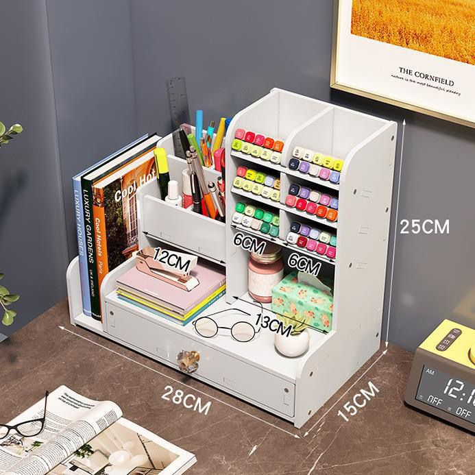 Wooden Stationary Storage Rack Pen Holder Box Rak Alat Tulis Rak Pen ...