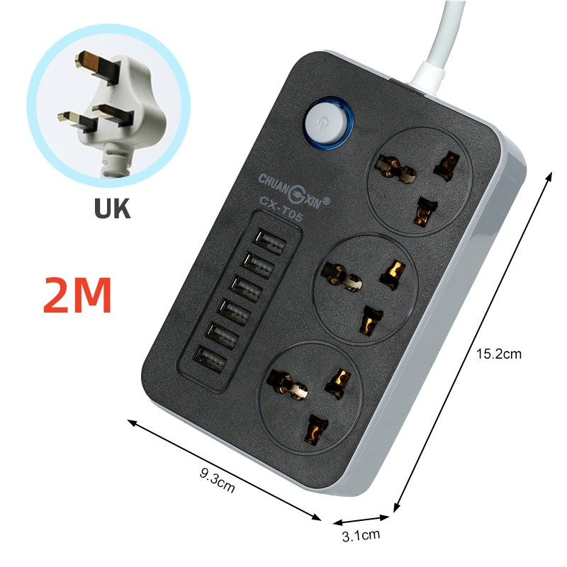 2/4/5 Power Socket Extension With USB Ports 2/4/5m Cable UK Plug ...