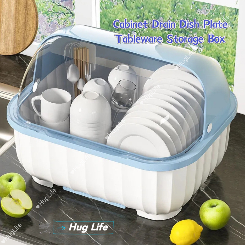 🇲🇾Cabinet Drain Dish Plate Tableware Storage Box Kabinet Simpan Pinggan ...