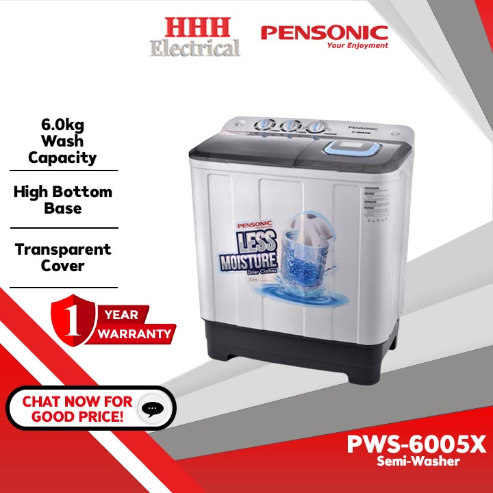 PENSONIC 6.0KG Twin Tub SEMI-AUTO WASHING MACHINE PWS-6005X Mesin Basuh ...
