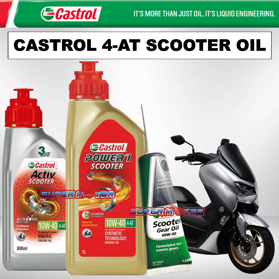 100% Original CASTROL SCOOTER POWER1 10W40 / ACTIV 10W40 | Shopee Malaysia