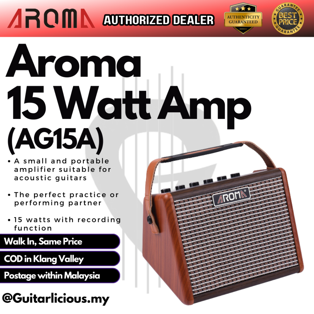 AROMA AG15A 15watt Portable Rechargeable Acoustic Amplifier AG15 Akustik ukulele violin cajon ...