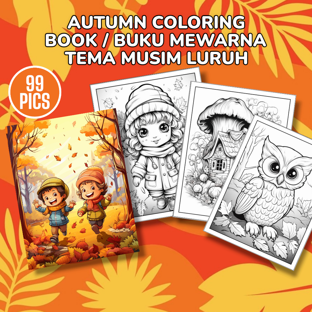[PHYSICAL BOOK] Autumn Coloring Book / Buku Mewarna Tema Musim Luruh ...