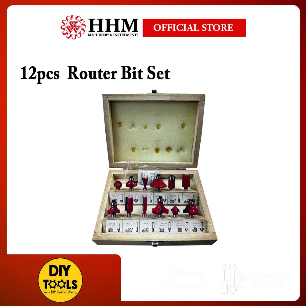 [𝐂𝐋𝐄𝐀𝐑𝐀𝐍𝐂𝐄 𝐒𝐀𝐋𝐄] 12 pcs Router Bit Set - 6.35 mm shank | Shopee Malaysia