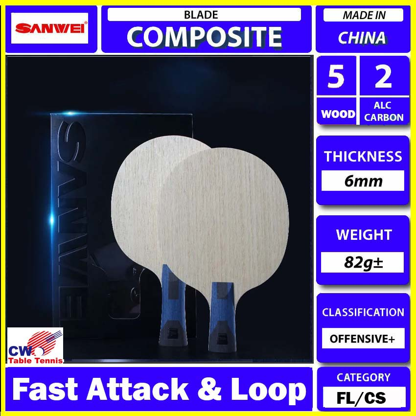 SANWEI 75 Professional ALC Table Tennis Blade VIS Structure Aryl Carbon Ping Pong Paddle Super ...