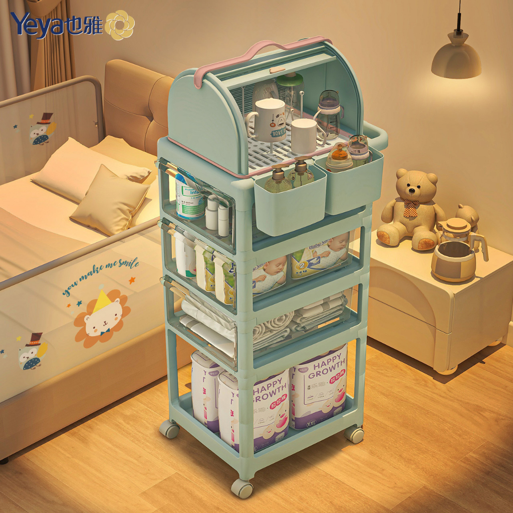 Baby product storage rack, small trolley, multi-layer newborn baby ...