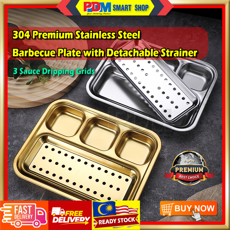 PDM 304 Stainless Steel Barbecue Plate with Detachable Strainer ...