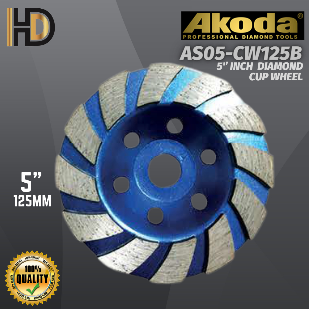 AKODA 5'' 125MM Diamond Cup Wheel / AS05-CW125B Diamond Cup Wheel 125 ...