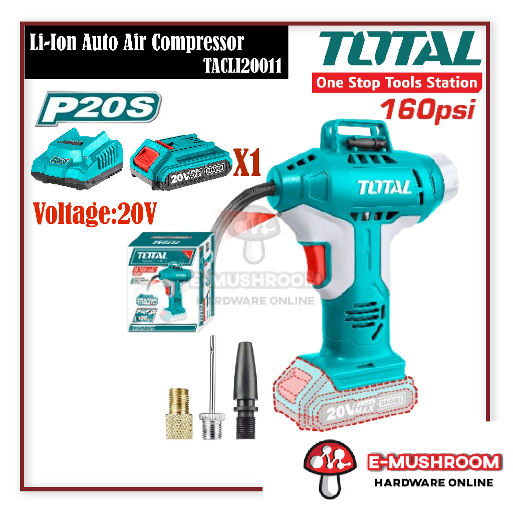 Total TACLI2001 TACLI20011 TACLI2018 Cordless Auto Air Compressor 20V ...