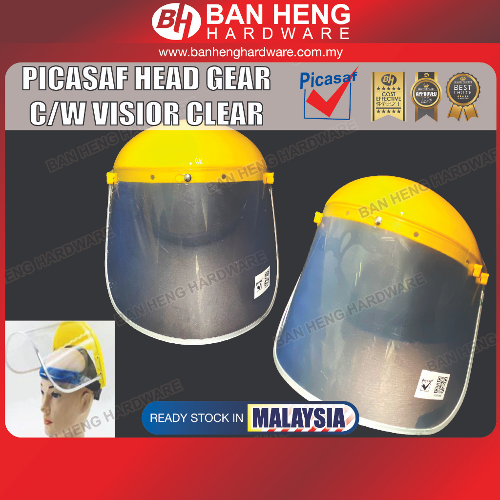 PICASAF HEAD GEAR C/W VISOR CLEAR / CLEAR SAFETY FACE SHIELD | Shopee ...