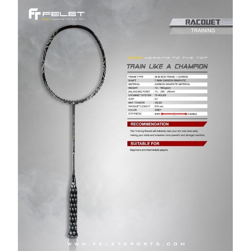 FELET TRAINING RACKET 120g/140g/160g (Max Tension 28lbs)Original by ...