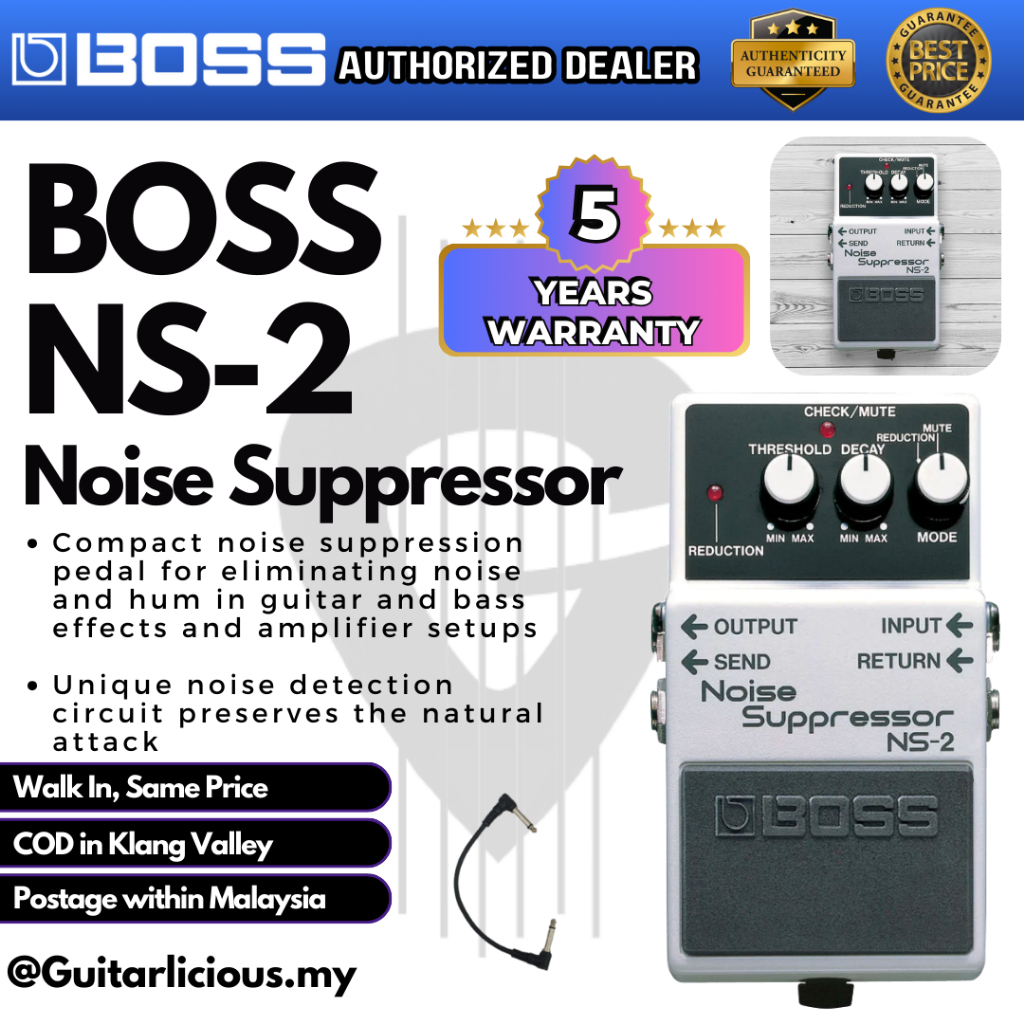 BOSS Noise Suppressor (NS-2) Guitar Pedal Effect with patch cable set ...