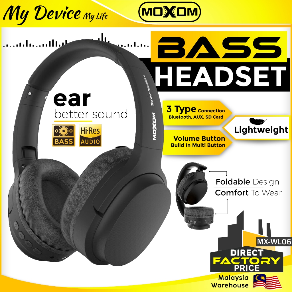 100% Original MOXOM MX-WL06 Wireless Gaming Headset Bass Strong Battery ...