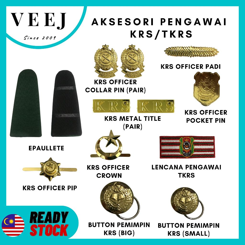 POCKET PIN COLLAR PIN OFFICER LOGO KRS BUTTON PADI PIP BUTANG EMAS ...