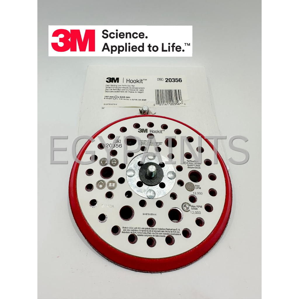 3M 20356 Back up Pad, 6 inch x 3/8 in x 5/16 in-24 External, 52 Holes ...