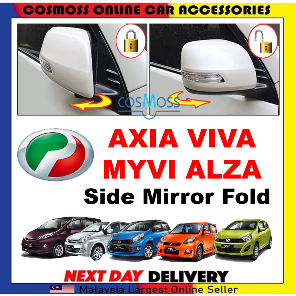 Perodua Myvi 2006-2013 Alza 2009-2013 Axia 2014-2016 Viva Auto Flip Folding Side Mirror Fold ...