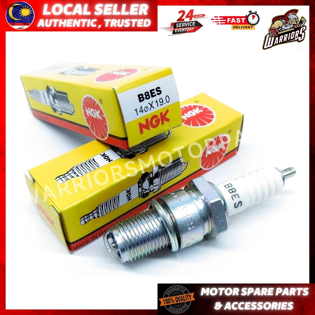 NGK B8ES (14×19.0) MOTORCYCLE SPARK PLUG Y125/Y125Z/Y125ZR/RXZ/RG-S ...
