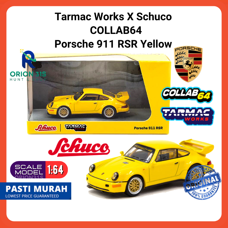Tarmac Works COLLAB64 Porsche 911 RSR Yellow Sealed Box Diecast Car ...