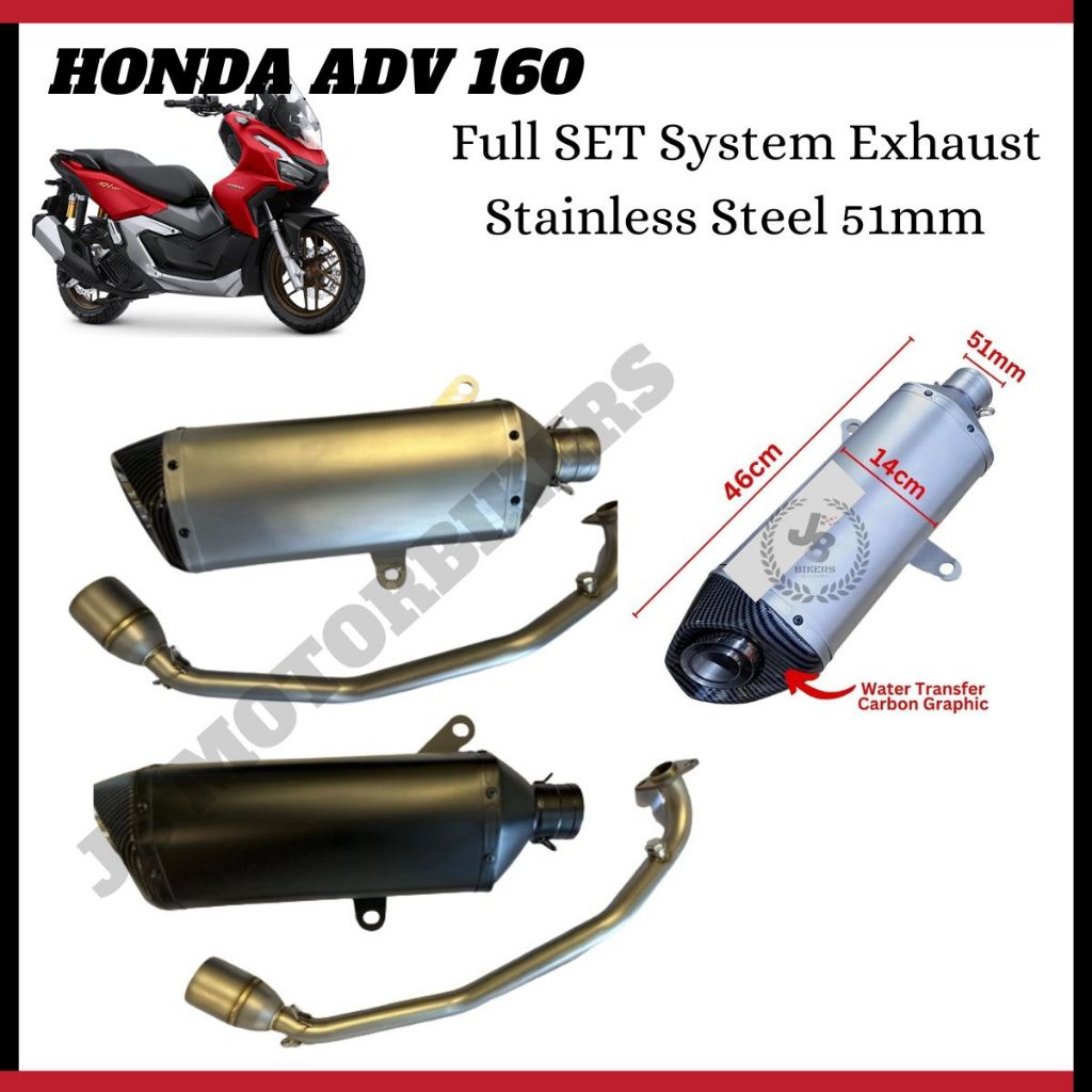 HONDA ADV 160 Full SET System Exhaust Stainless Steel 51mm Muffler with ...