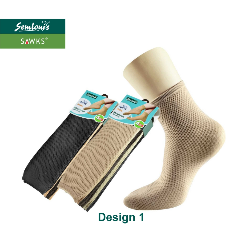 [Semlouis Aurat] 4 Pairs Ankle Sock Nylon Stokin Pendek Wanita Aurat ...