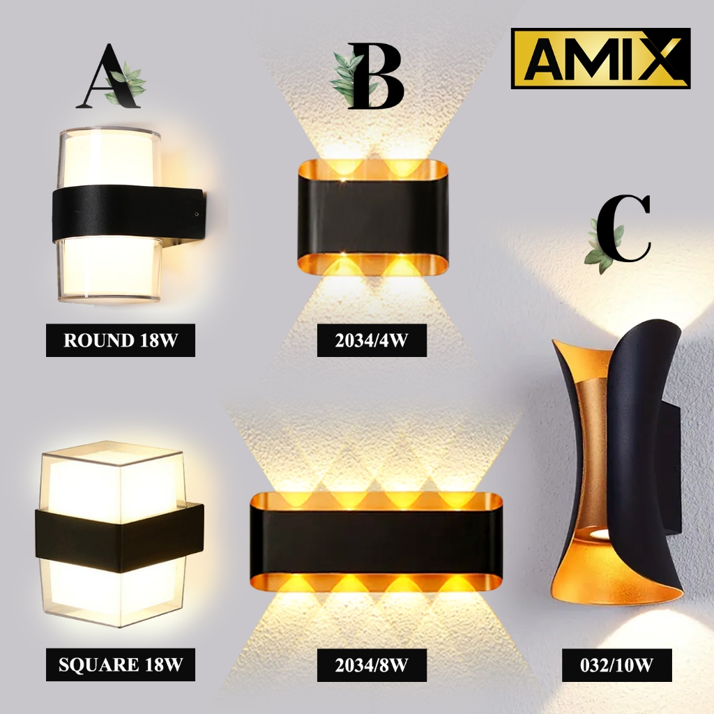 Led Wall Light Waterproof Lampu Dinding Wall Lamp Indoor Outdoor Up ...
