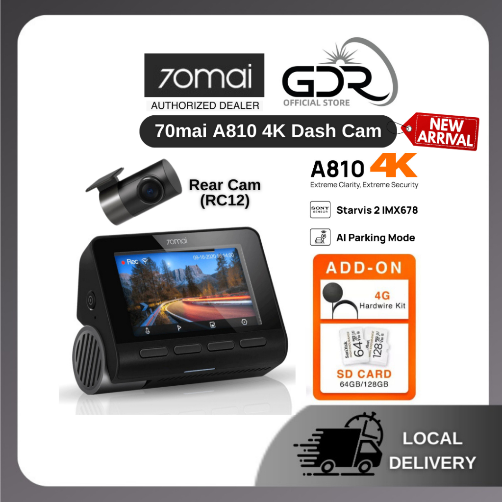 70mai A810 4K Dash Cam Dual Vision Car Recorder with GPS ADAS (3 Years Warranty) | Shopee Malaysia