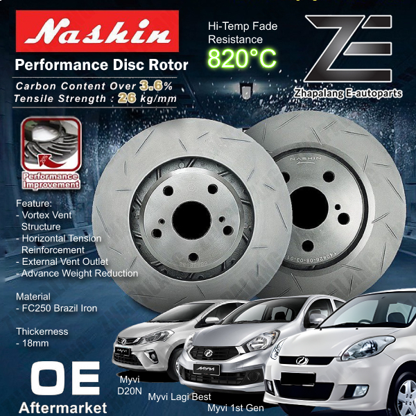 Nashin OE Slotted Brake Rotor for Perodua Myvi 1st Gen 05+ / Lagi Best ...