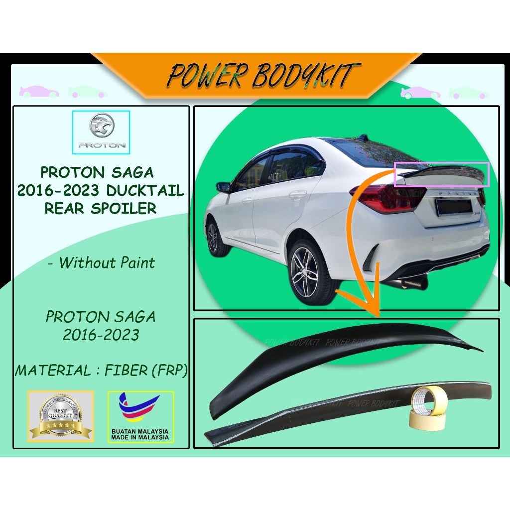 Proton Saga VVT 2016-2024 Ducktail Rear Spoiler 2016 2017 2018 2019 ...