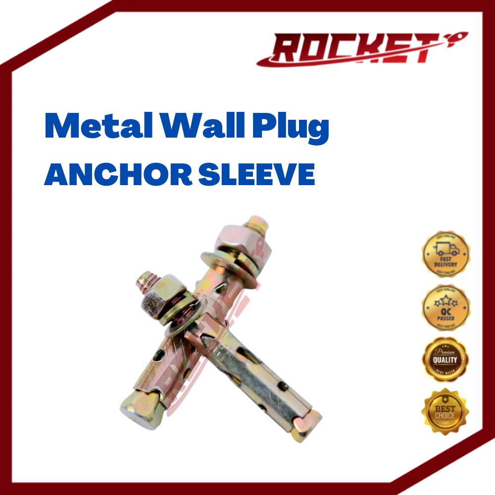 Metal Wall Plug GI Anchor Sleeve Screw Wall Plug Besi Skru Wall Screw ...