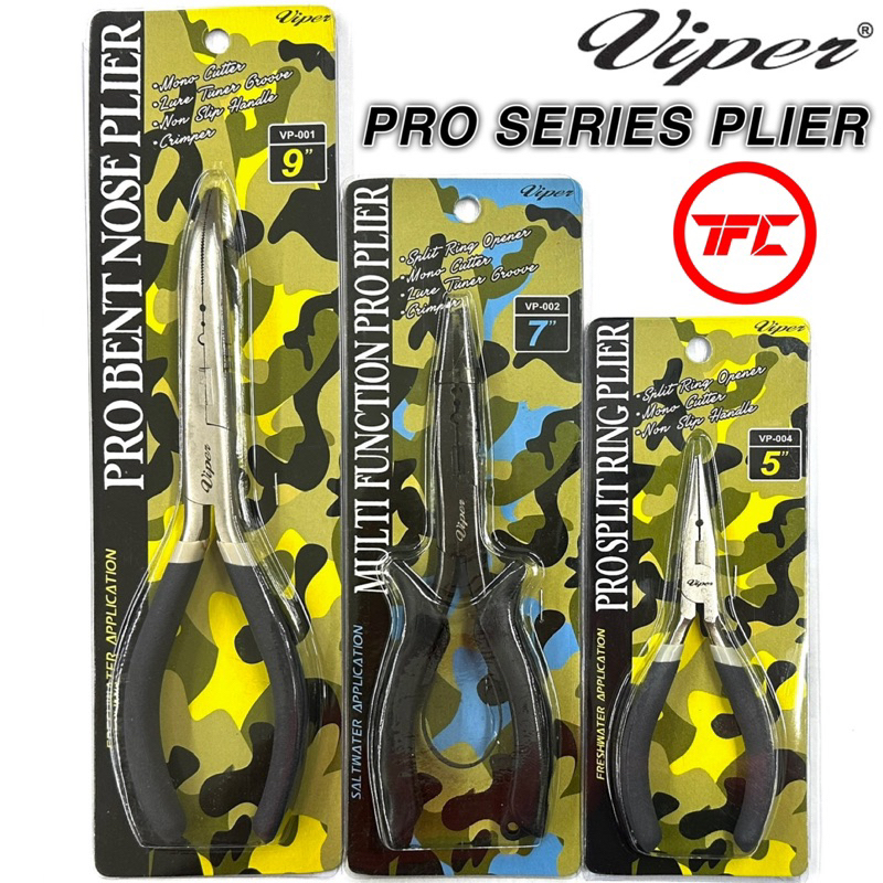 VIPER Pro Series Fishing Plier Bent Nose Split Ring Multifunction Tool ...
