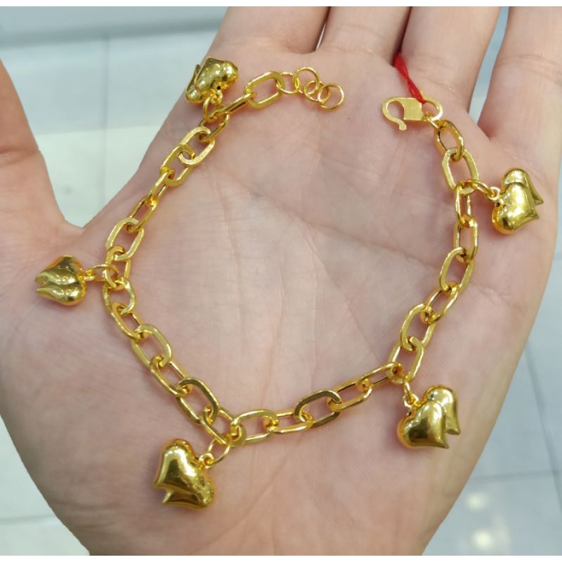 Exclusive 916 Dangle Gold Bracelet/Gelang Tangan Sauh Gantung Love Emas ...