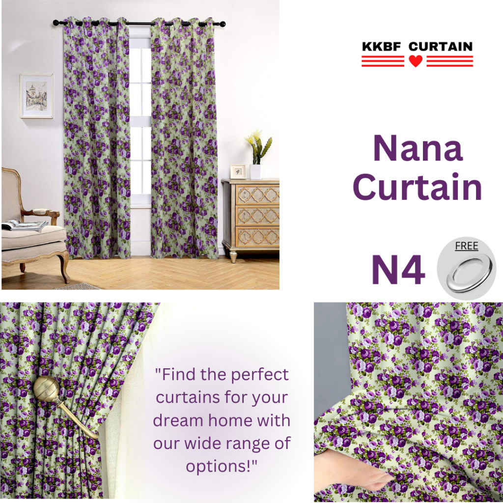 KKBF N4 (140CM-320CM Height) Semi Blackout Curtain Cangkuk & Eyelet ...